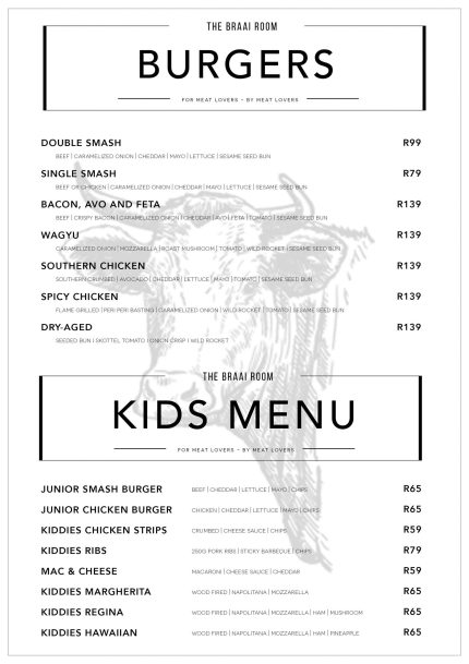 LONEHILL Menu – Braai Room