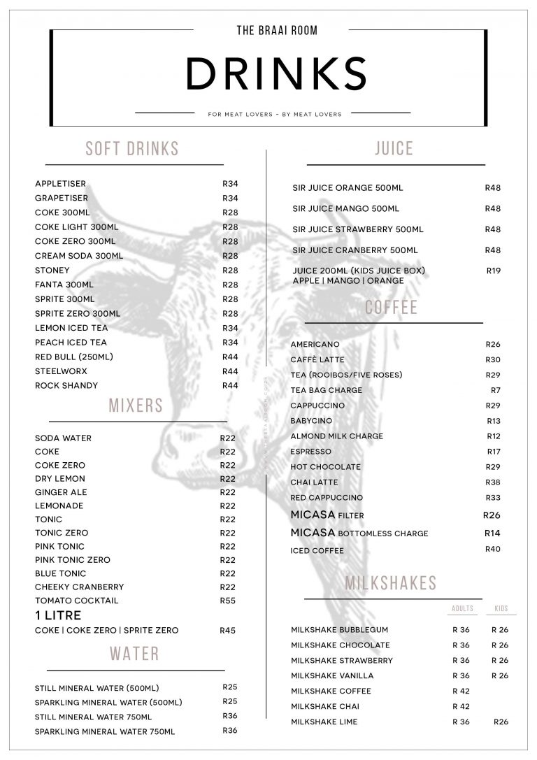 LONEHILL Menu – Braai Room