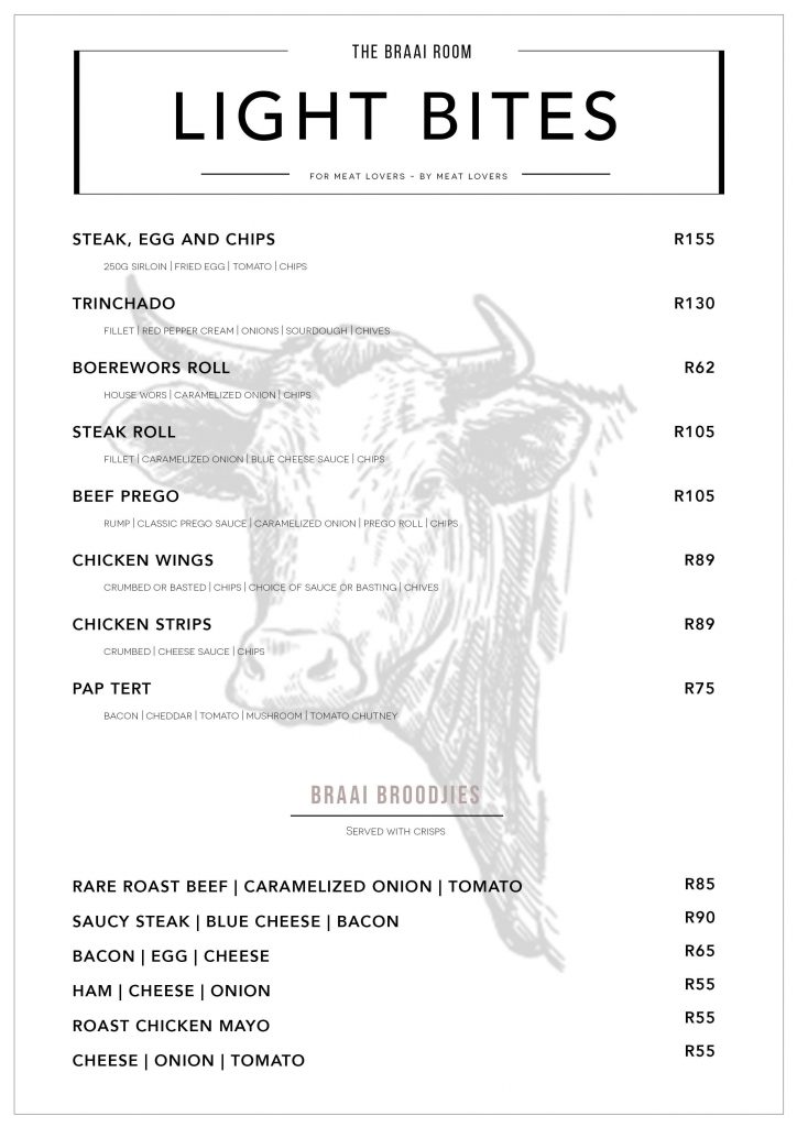 LONEHILL Menu – Braai Room