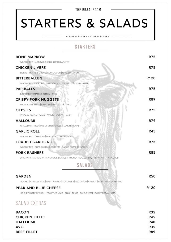 LONEHILL Menu – Braai Room