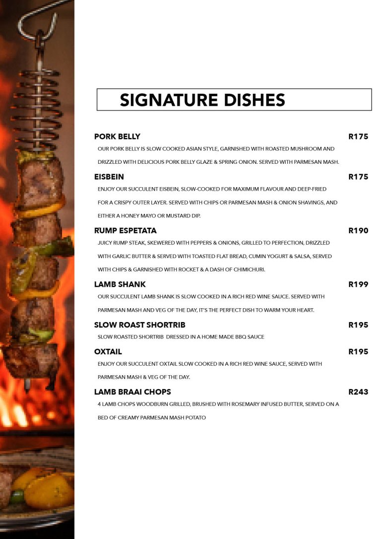 LONEHILL Menu – Braai Room