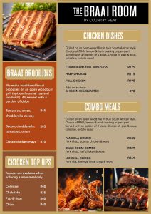 LONEHILL Menu – Braai Room