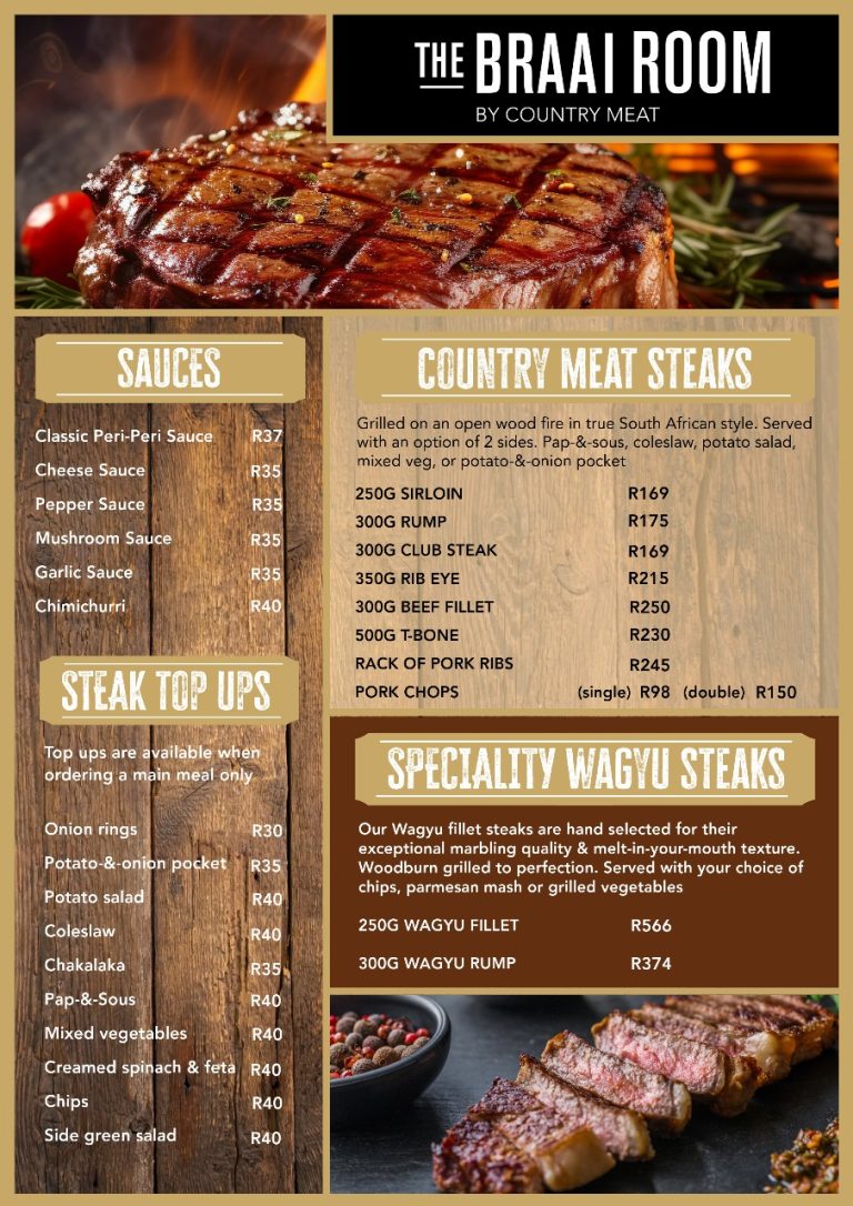 LONEHILL Menu – Braai Room