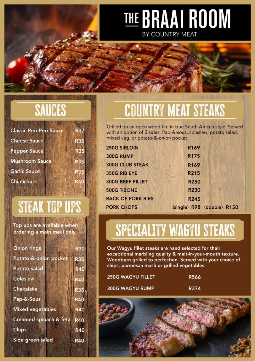 LONEHILL Menu – Braai Room