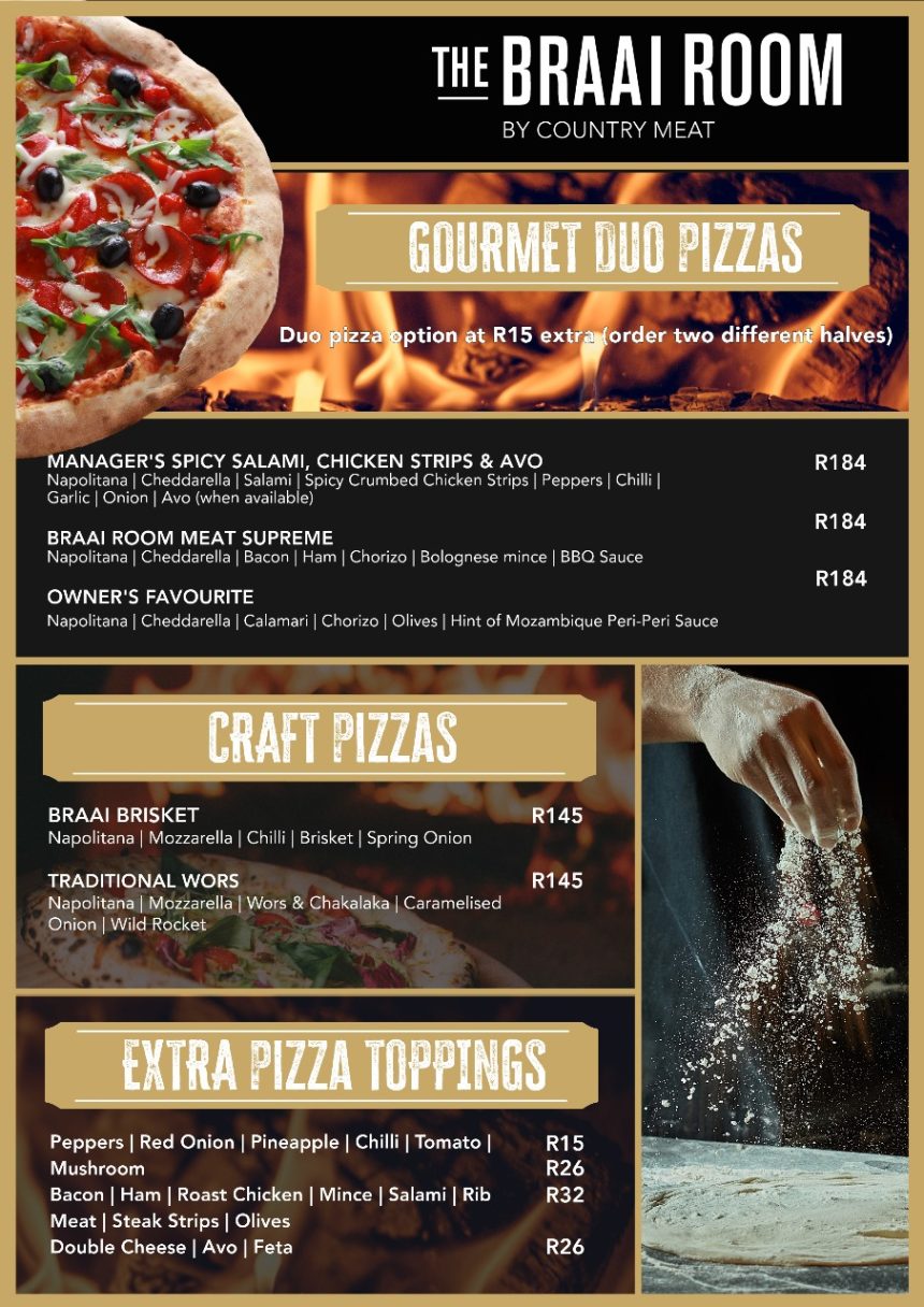 LONEHILL Menu – Braai Room