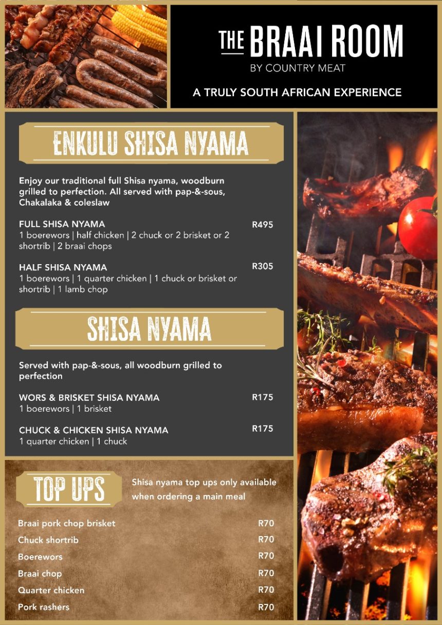 LONEHILL Menu – Braai Room