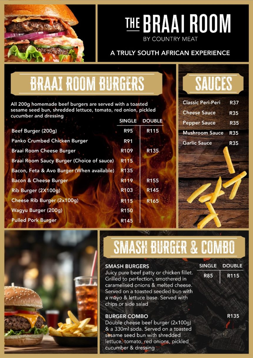 LONEHILL Menu – Braai Room