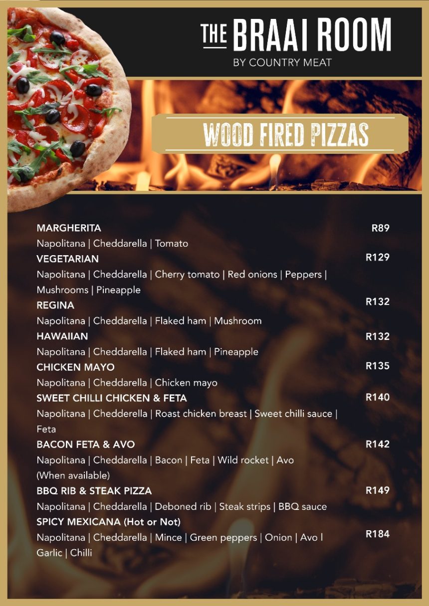 LONEHILL Menu – Braai Room
