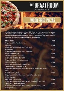 LONEHILL Menu – Braai Room
