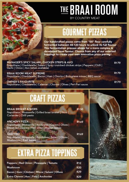 LONEHILL Menu – Braai Room