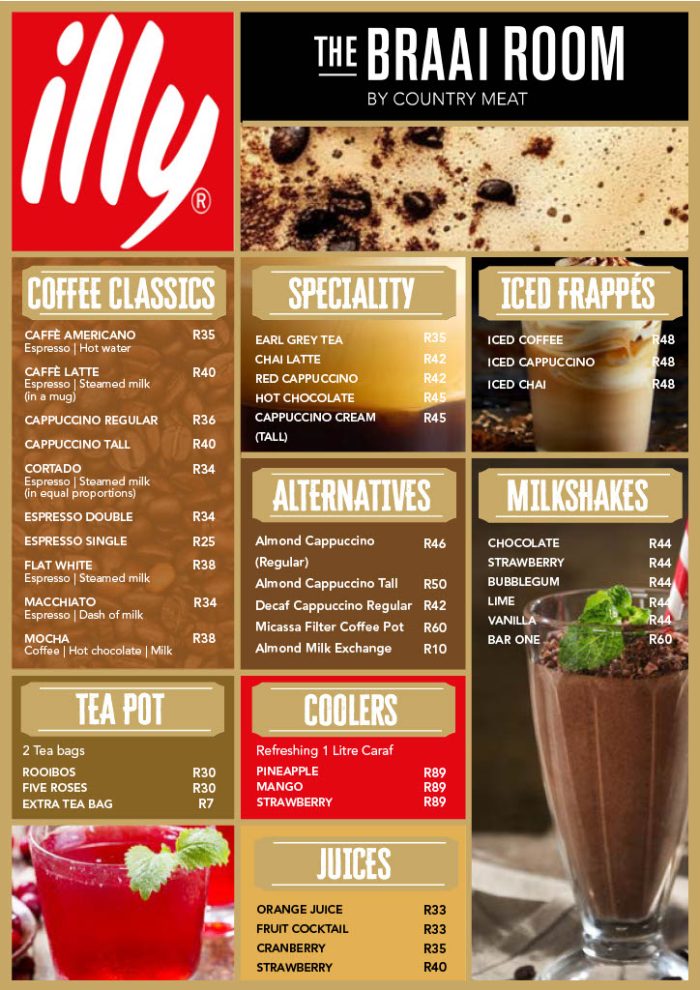LONEHILL Menu – Braai Room