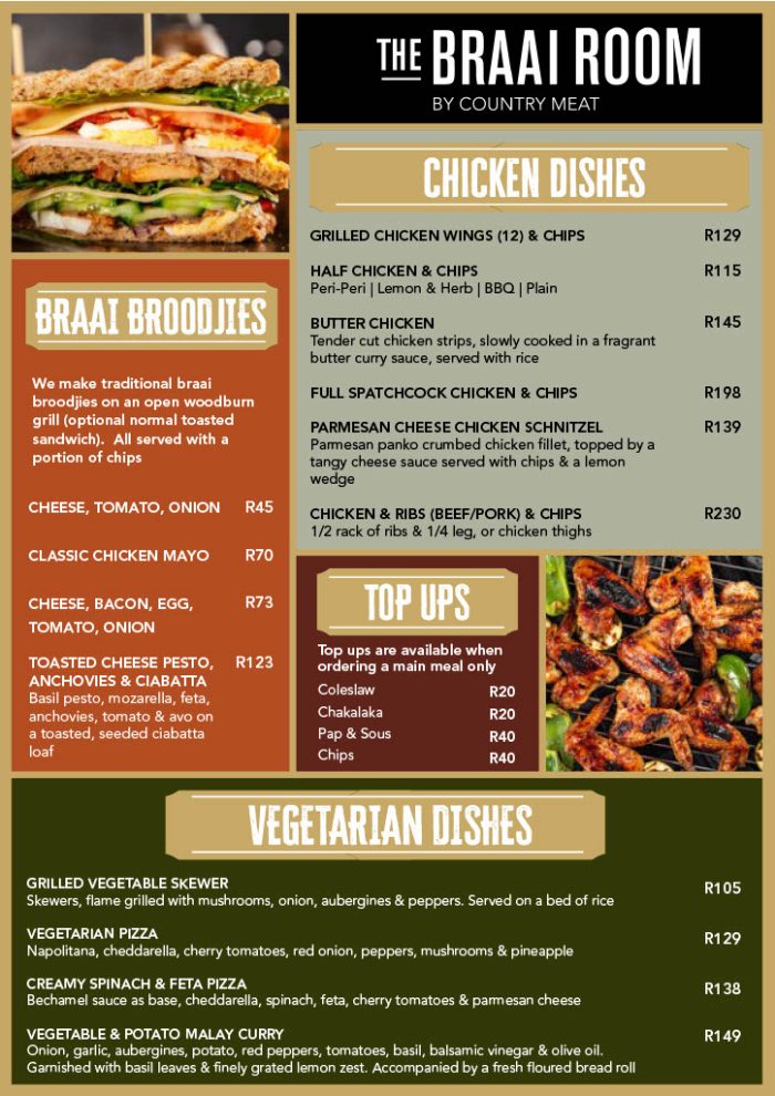 LONEHILL Menu – Braai Room